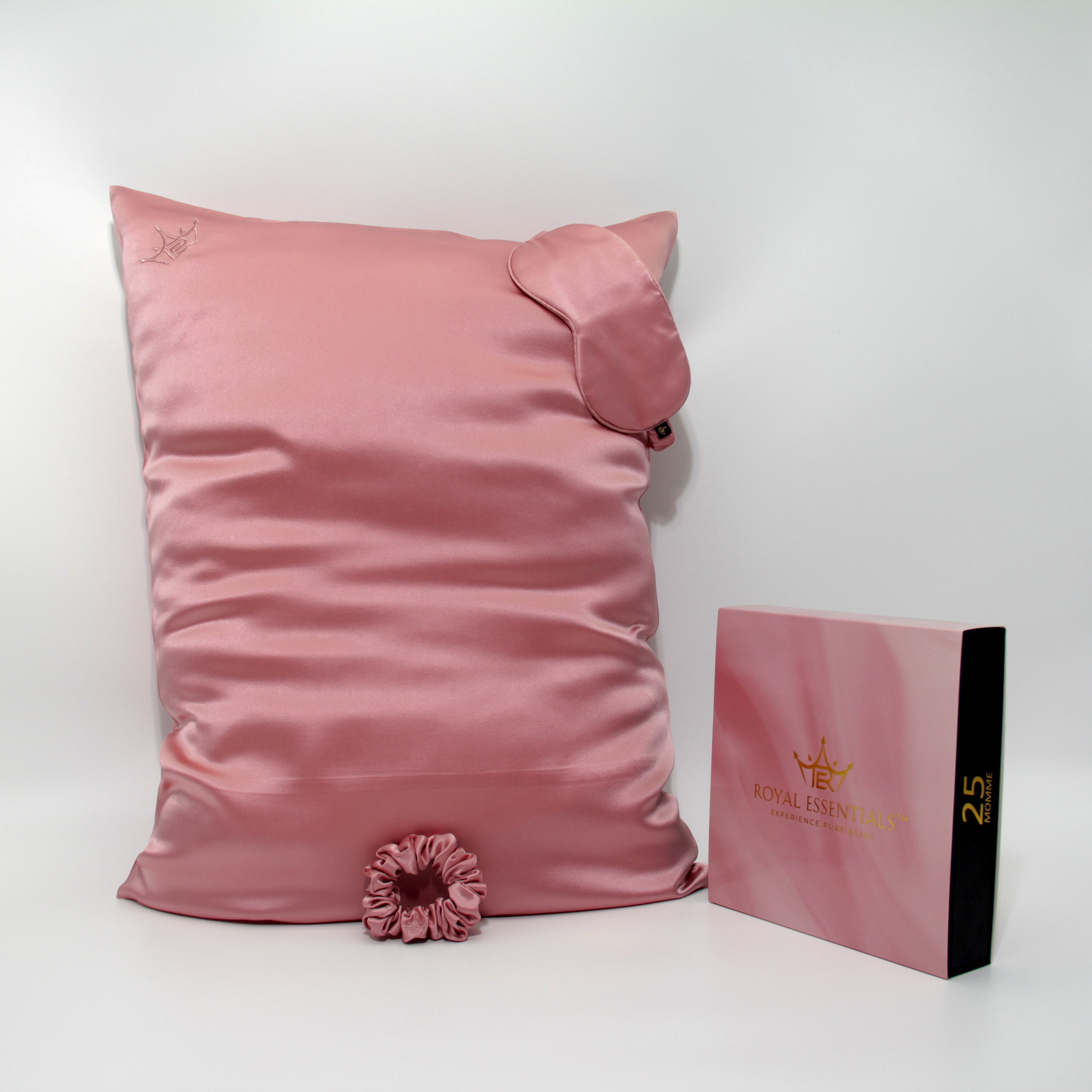 Royal Essentials - Mulberry Silk Pillowcase Gift Set: 25 Momme Silk Pillow Cover, Sleep Mask ...