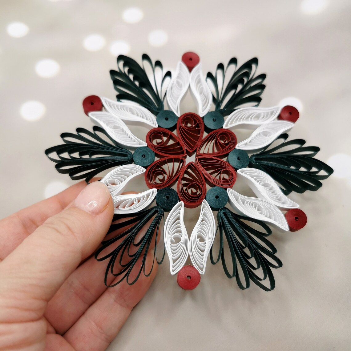 Quilled Snowflake, Paper Snowflake, Quilled Ornament, Snowflake ...