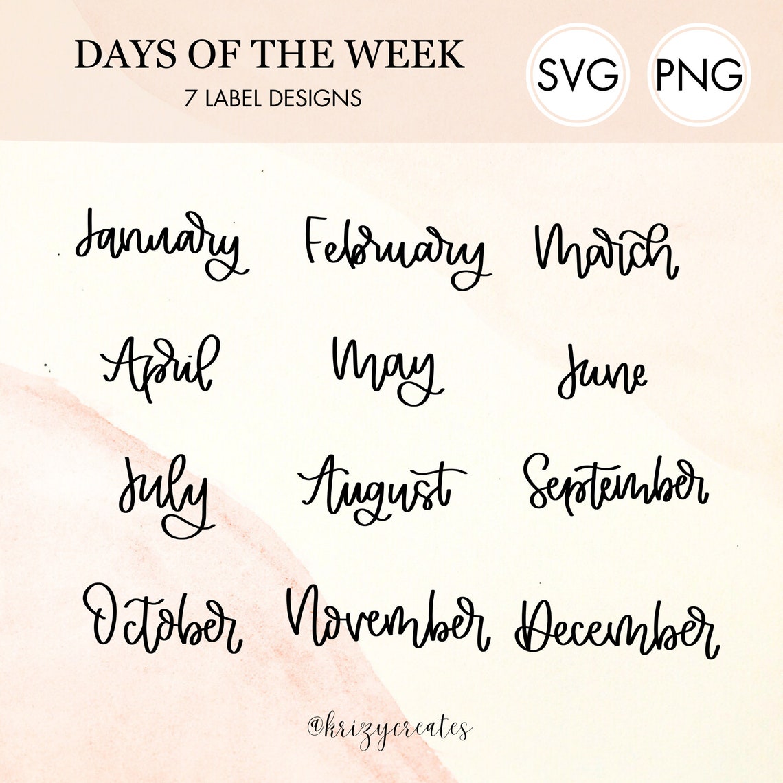 Months of the Year SVG Bundle, Months Label SVG and Png - Etsy