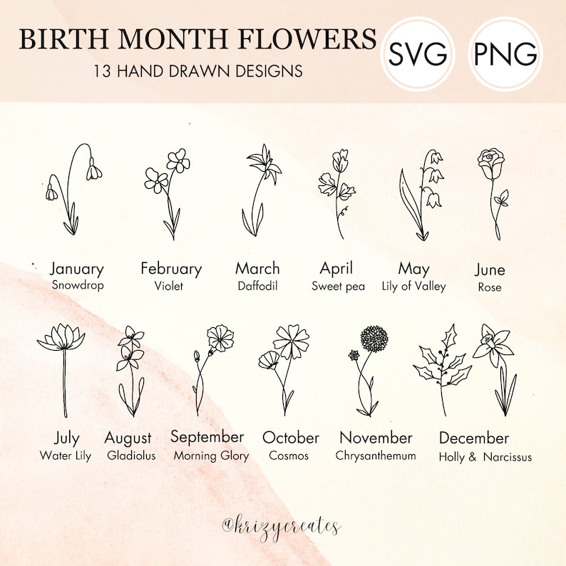 Birth Month Flowers SVG, Flower Bundle Svg, Floral Svg, Birthday Flower ...