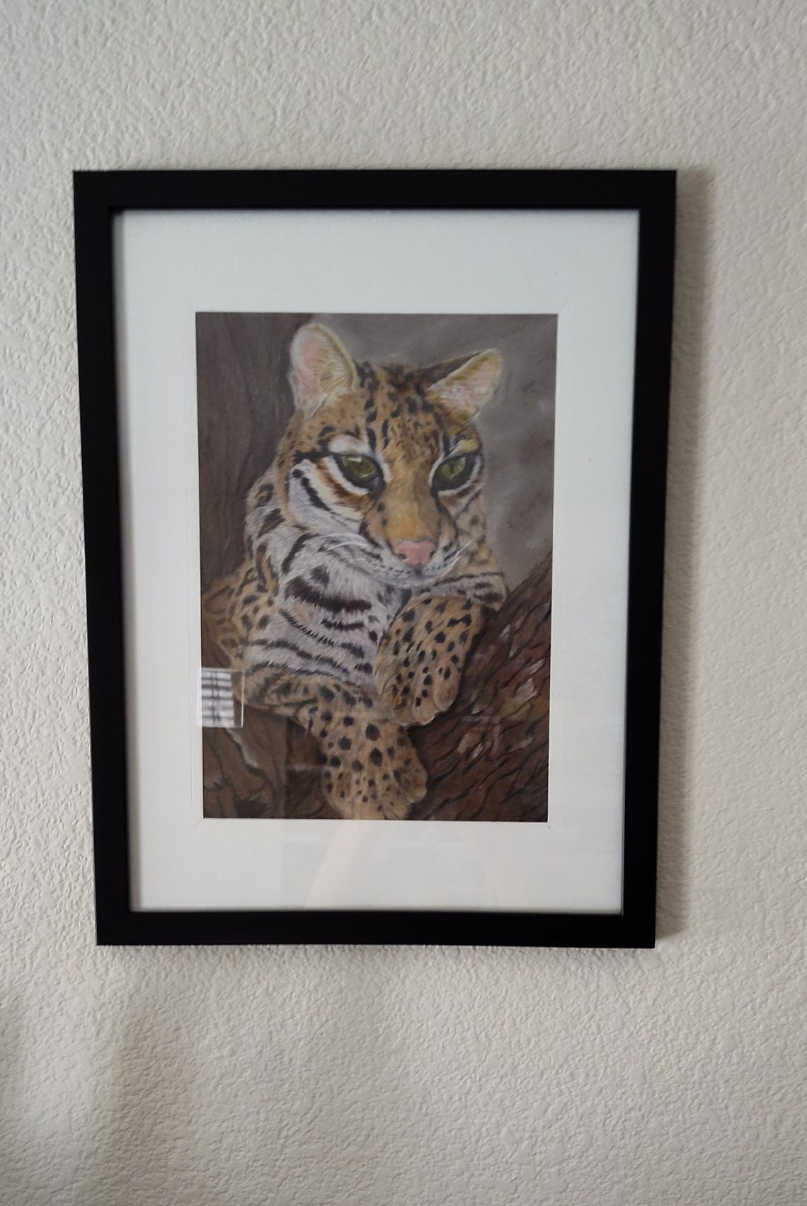 Thoughtful Ocelot Colored Pencil Print on Matt Archive Paper Support ...