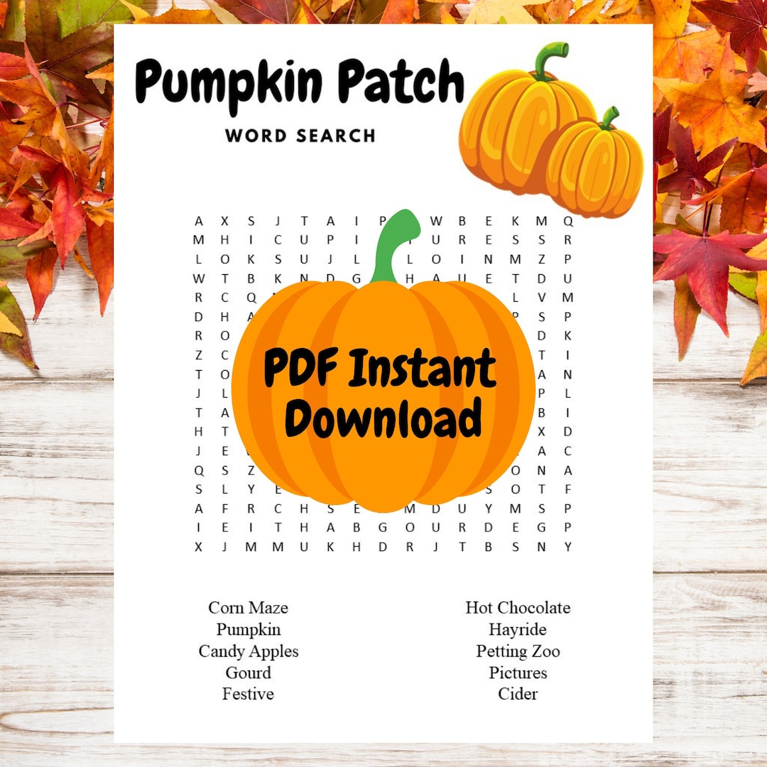 Printable Fall Pumpkin Patch Word Search - Autumn Themed Word Search to ...