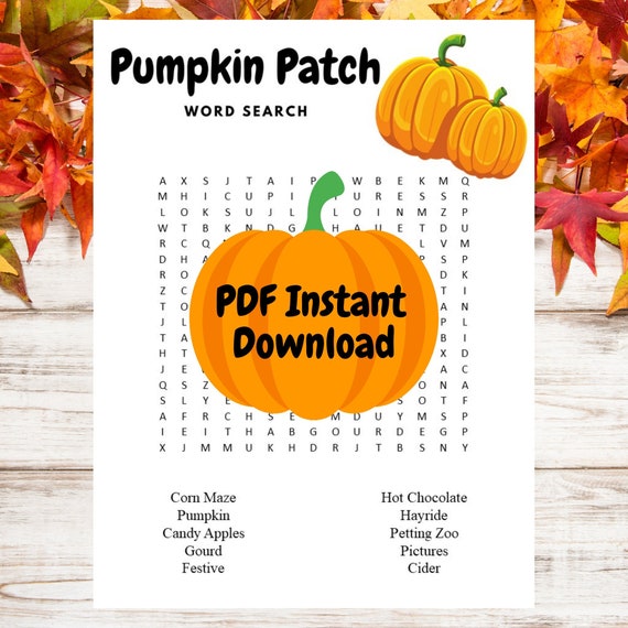 Printable Fall Pumpkin Patch Word Search Autumn Themed Word | Etsy