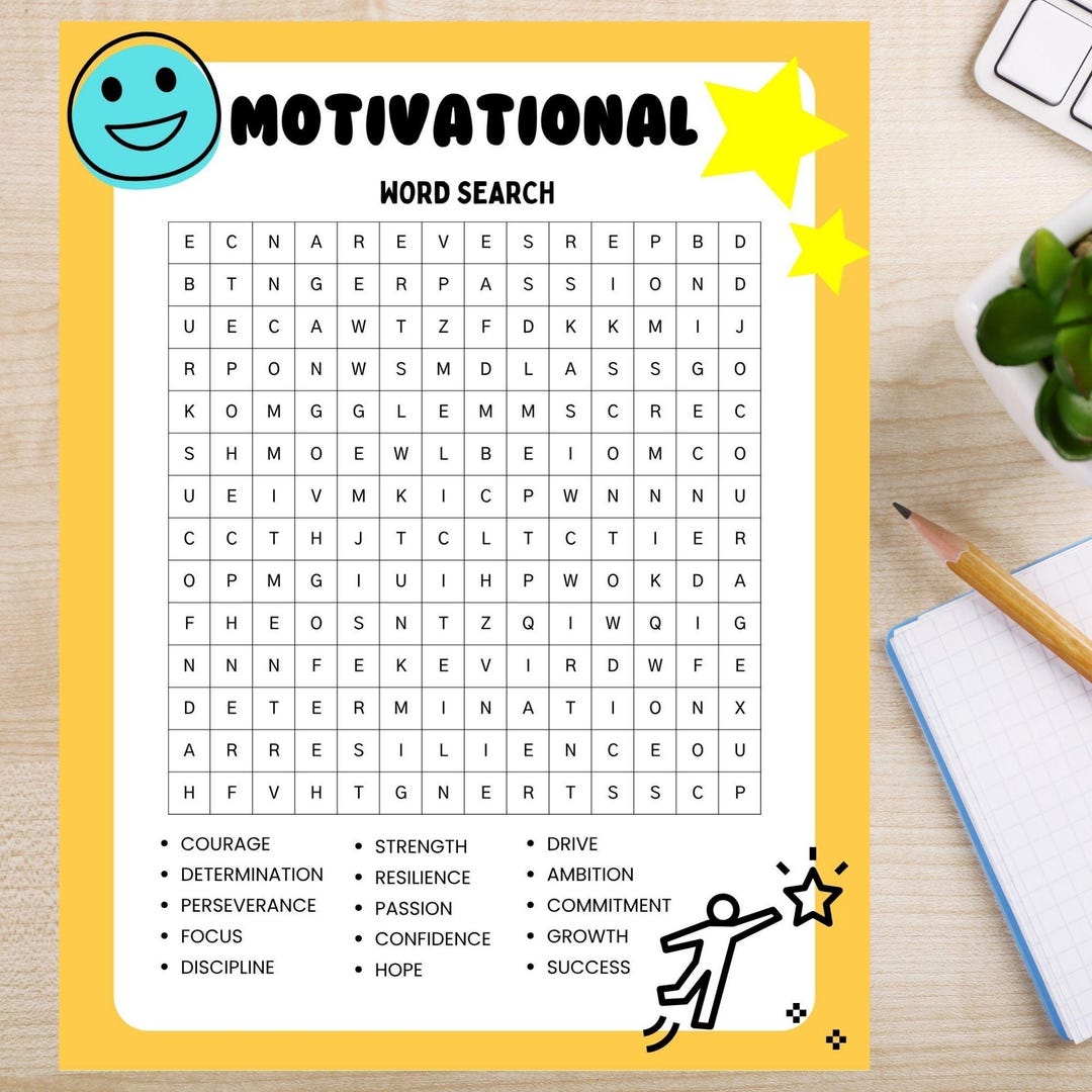 Motivational Word Search | Instant Download | Motivational-themed Word ...