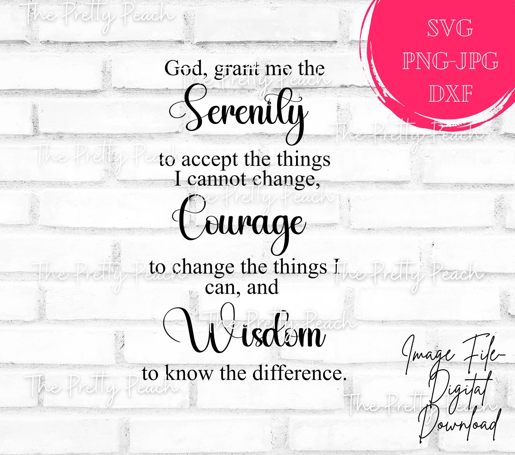 Serenity Prayer Svg, Serenity Courage Wisdom Svg, Serenity Prayer Cut ...