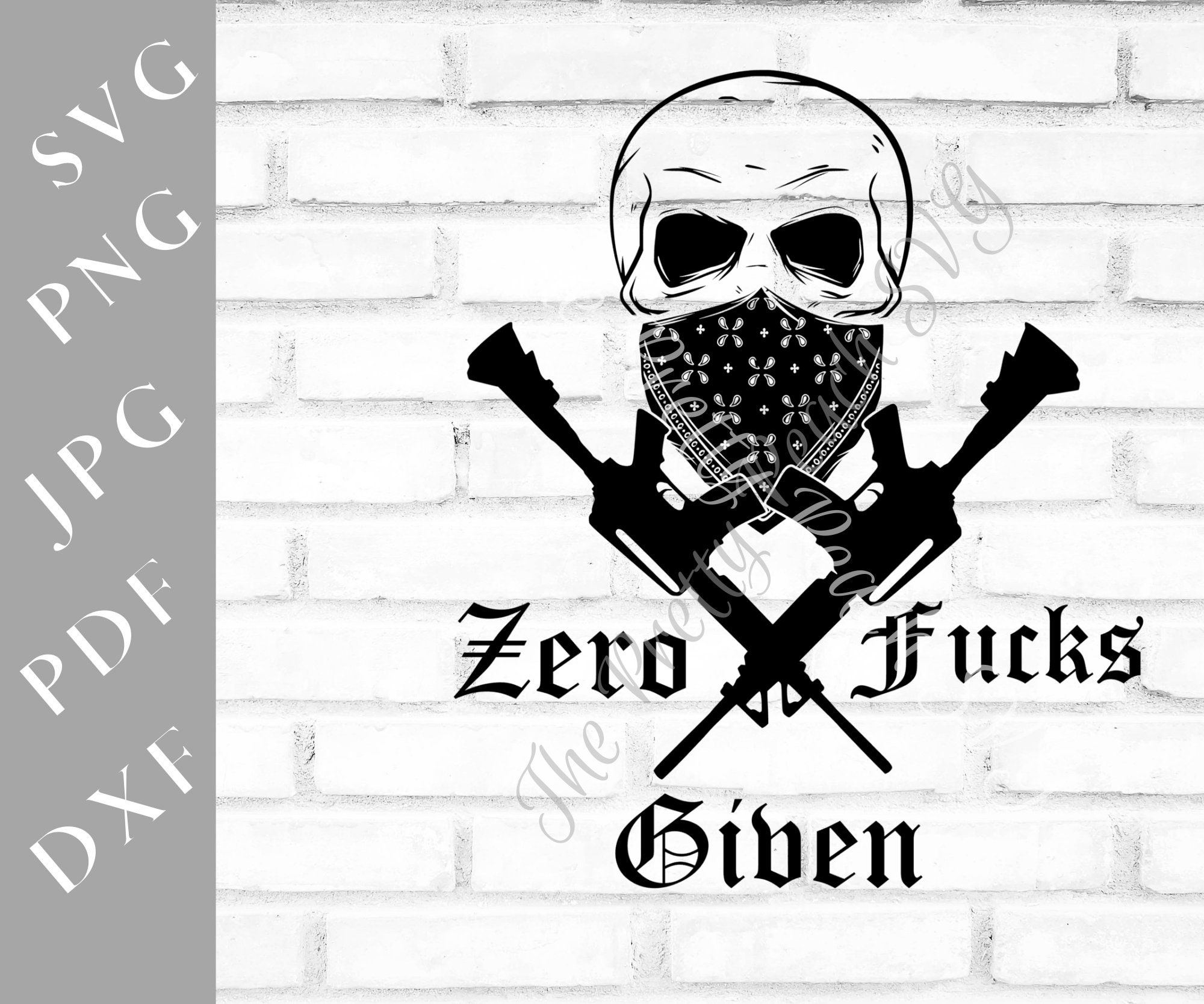 Zero Fucks Given Svg Bandana Skull Svg Skull With Gun Svg - Etsy