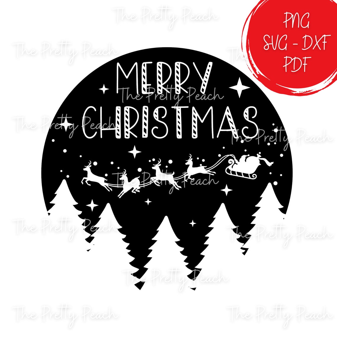Christmas Scene Svg Merry Christmas Scene Svg Santa With Sleigh Svg ...