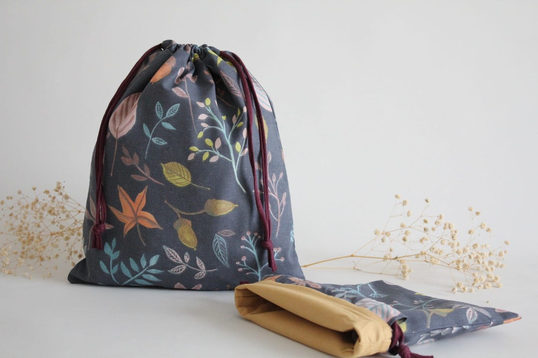Floral Laundry Bag: Handmade Cotton Canvas Drawstring Pouch - Etsy UK
