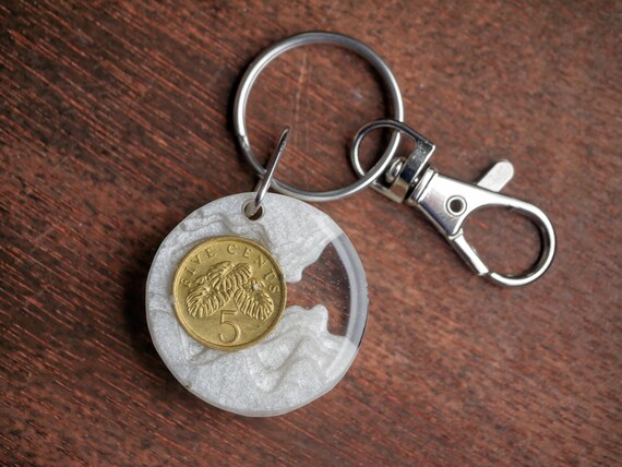 Singapore Tropical Leaves Keychain Pearl Nautical Keychain - Etsy