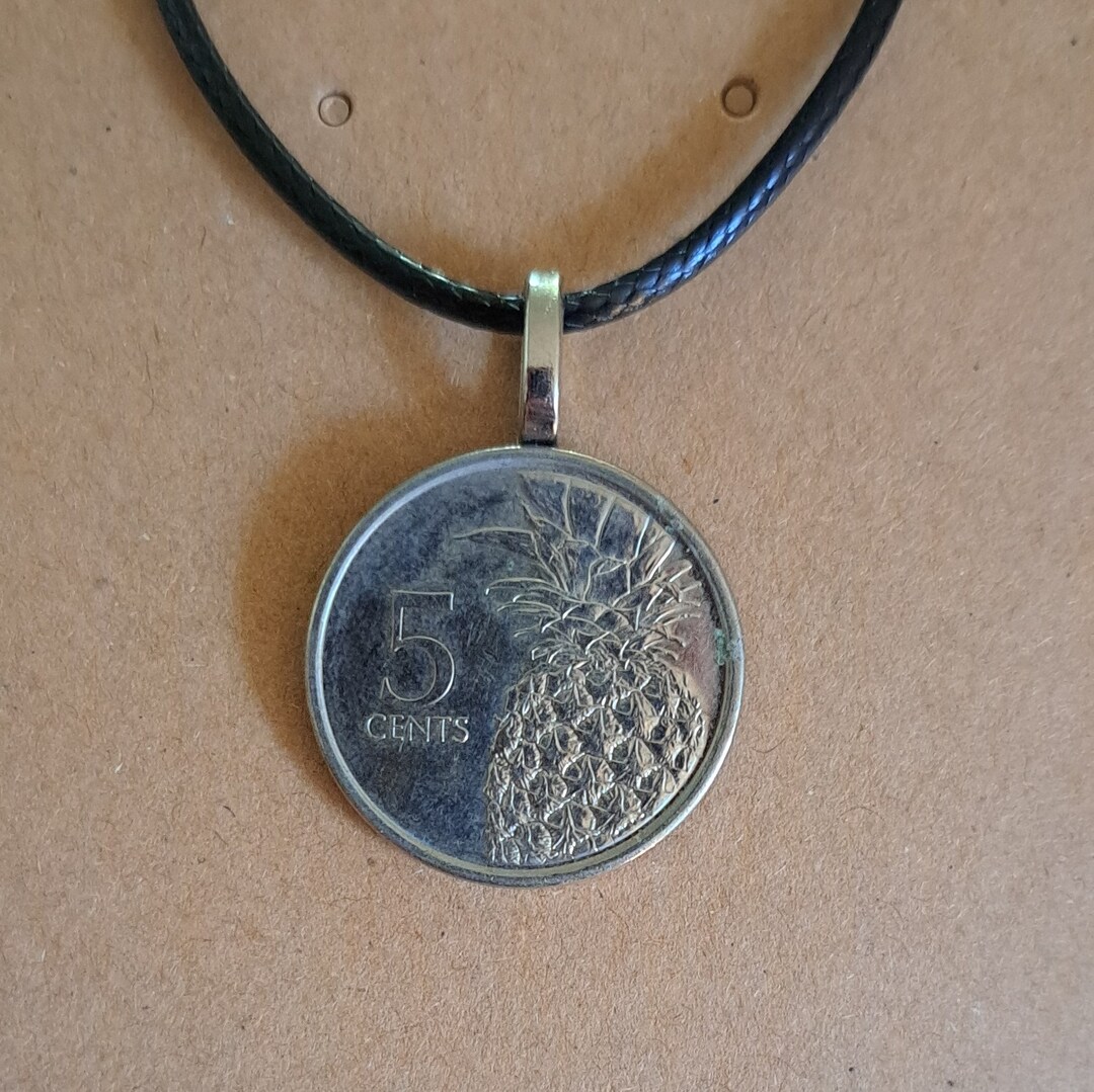 Bahamas Coin Necklace: Pineapple Pendant, Tropical Jewelry - Etsy