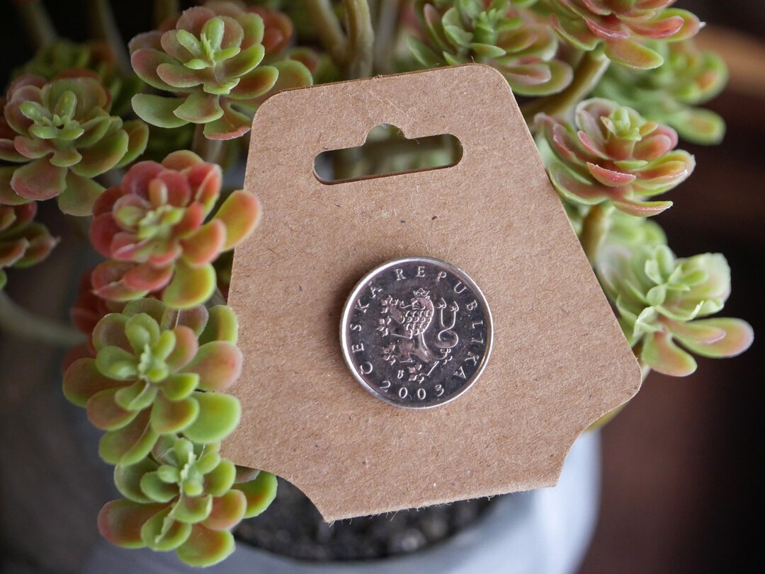 Czech Lion Pin, Czech Coin Pin, Foreign Coin Pin, Lion Pin, Silver Coin ...