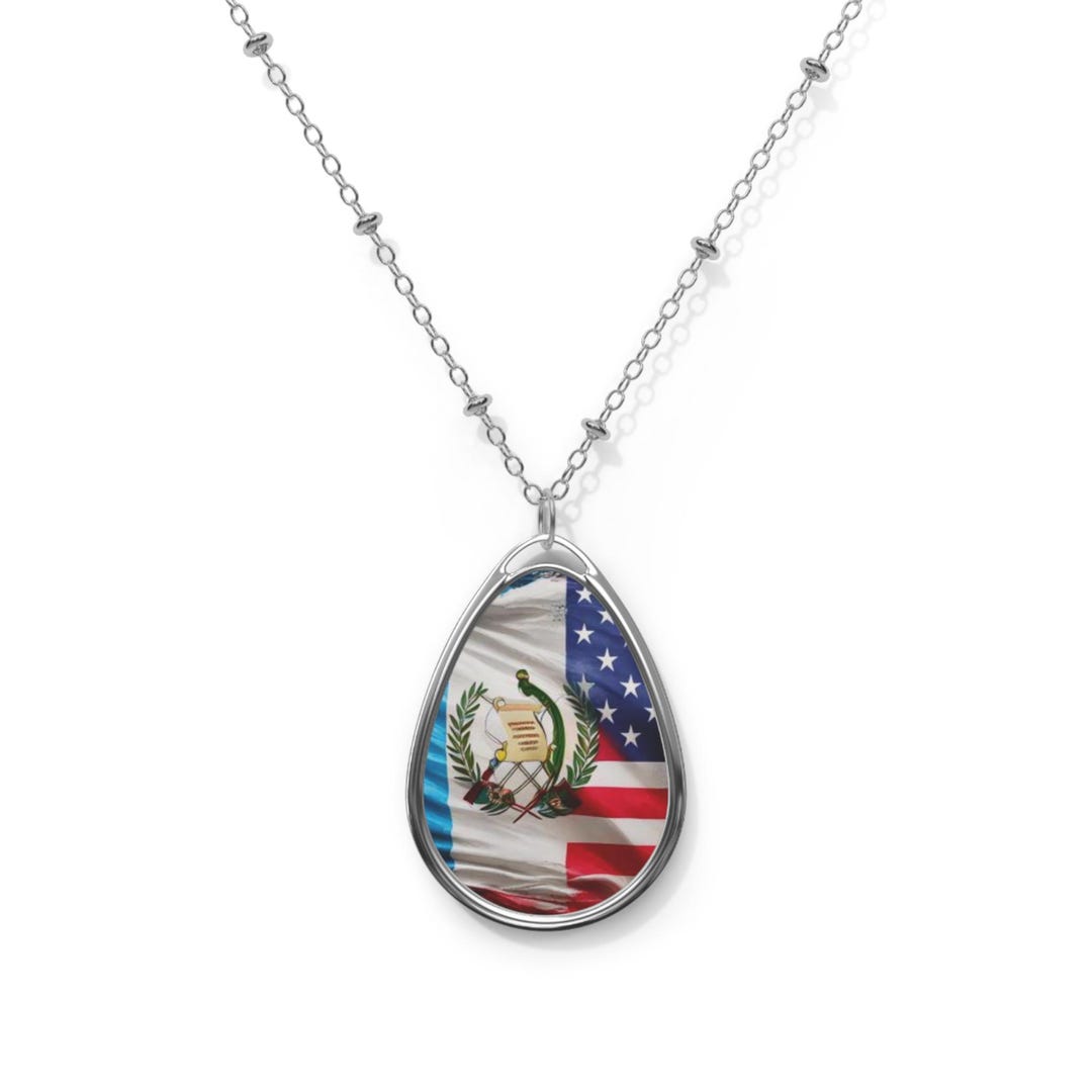 USA Guatemala Flags Oval Necklace Heritage Celebration Gift American ...