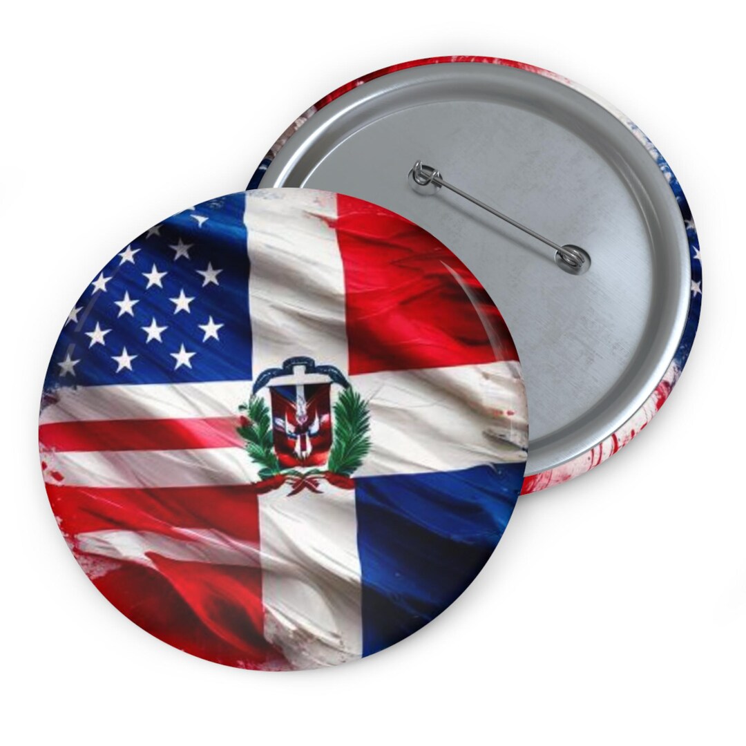 USA Dominican Republic Flags Design Pin Buttons American Dominican ...