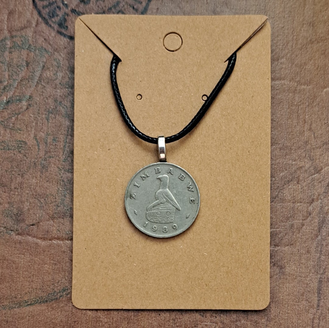 African Zimbabwe Eagle Coin Necklace, National Eagle Pendant Gift ...