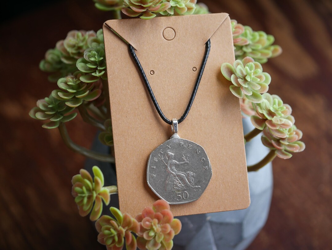 British 50 Pence Coin Necklace: Soldier & Lion, England Jewelry - Etsy