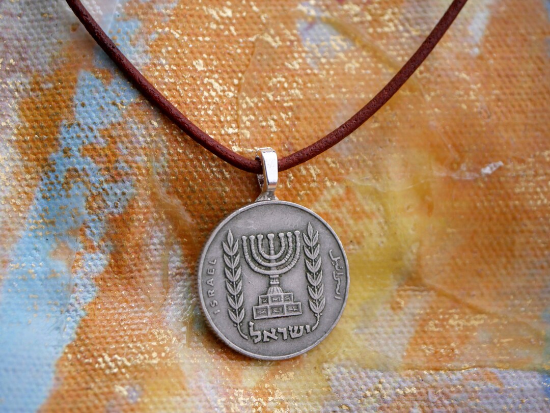 Menorah Coin Necklace: Israeli Scheckel Pendant, Hanukkah Jewelry - Etsy