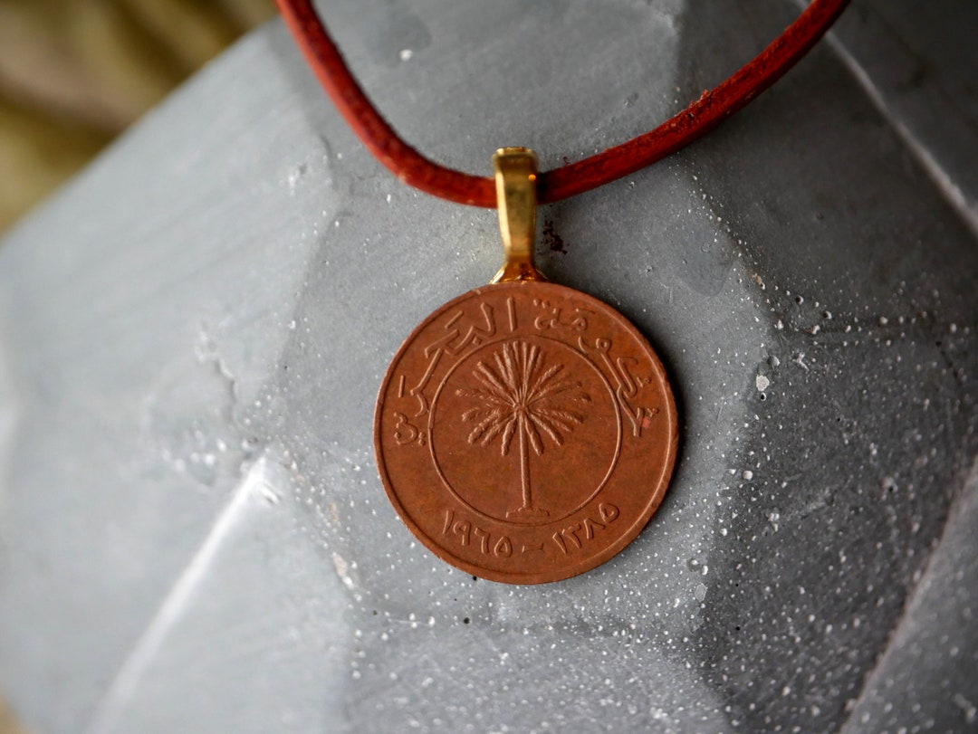 Bahrain Palm Tree Coin Necklace: Middle East Jewelry Gift - Etsy