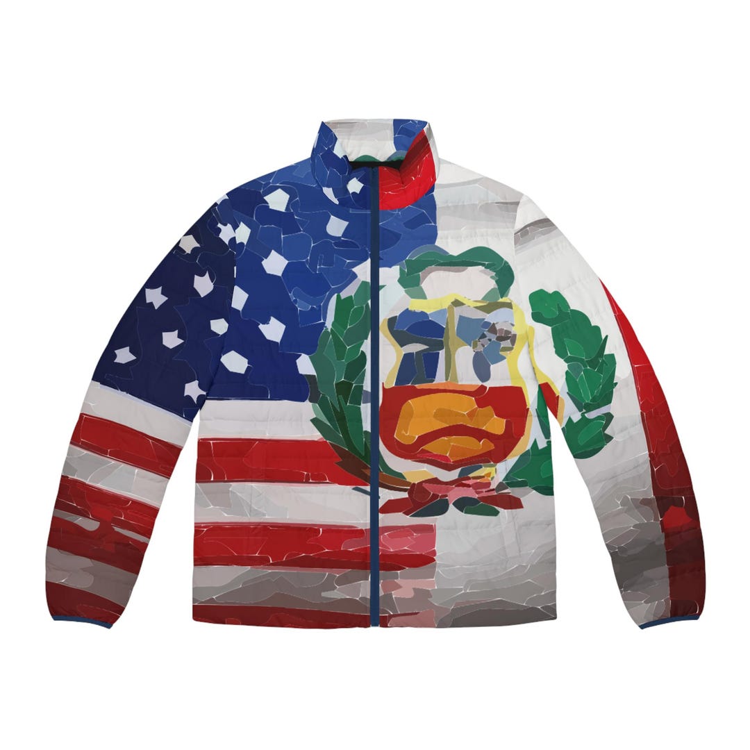 USA Peru Flag Design Patriotic Stylish Mens Puffer Jacket American ...