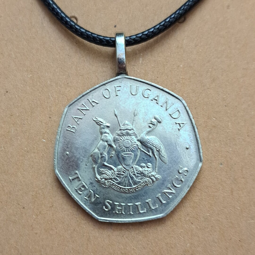 Uganda Coin Necklace: African Heritage Jewelry, Wildlife Bird, 20" Cord ...