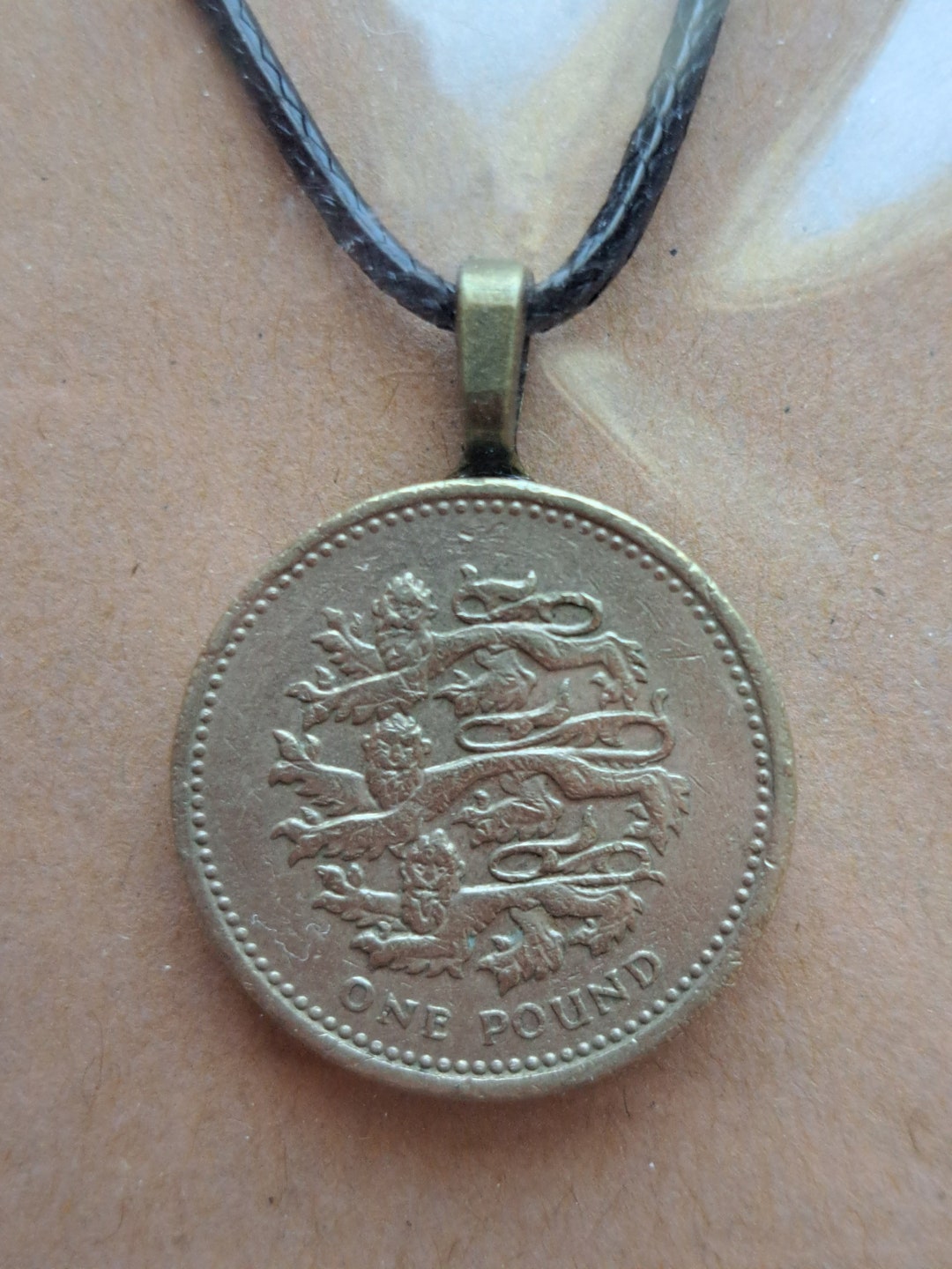 British Coin Necklace: Genuine England Lion Pendant, 20" Cord - Etsy