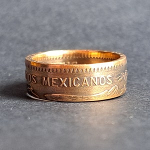 22K GOLD Mexico Coin Ring Wedding Band Latino Engagement Ring ...