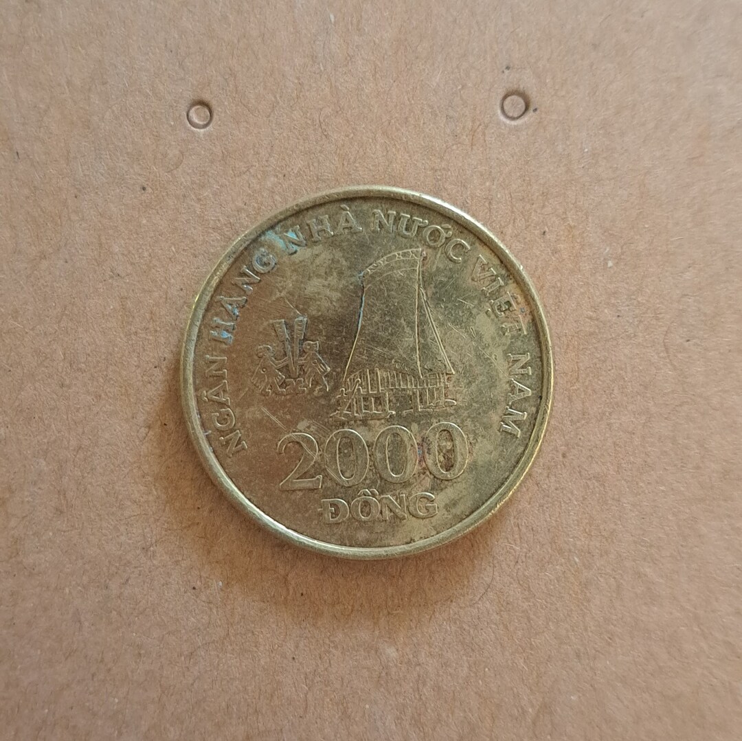 Vietnamese Coin Pin, Genuine Foreign Coin From Vietnam With Golden ...