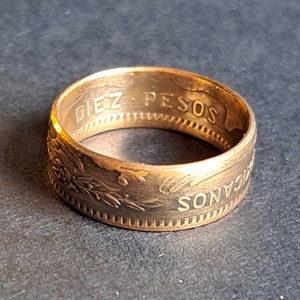 22k Gold Mexican Diez Pesos Coin Ring: Vintage Eagle Wedding Band - Etsy