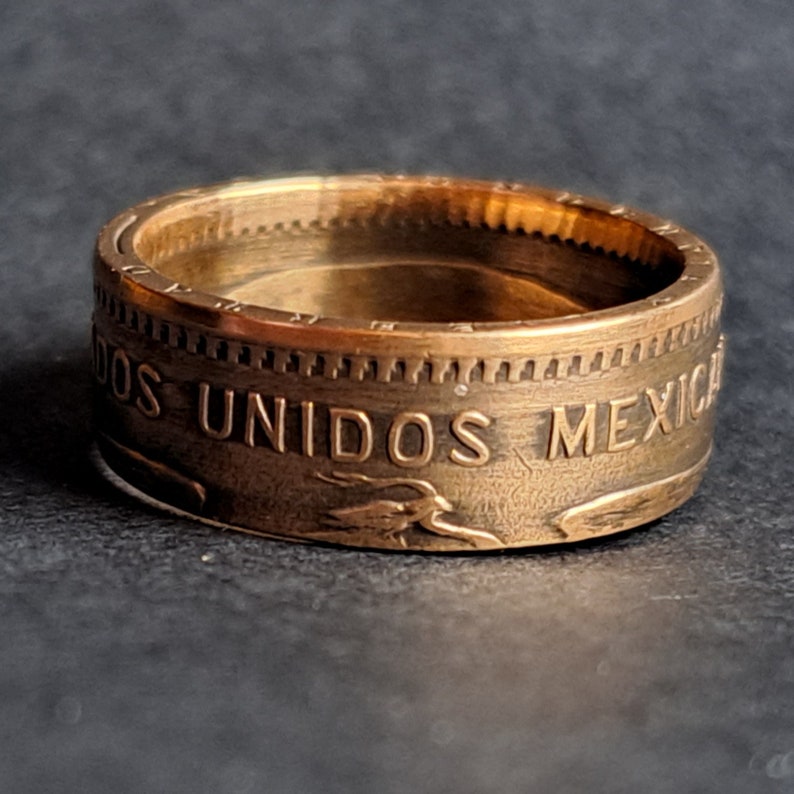 22k Gold Mexican Diez Pesos Coin Ring: Vintage Eagle Wedding Band - Etsy