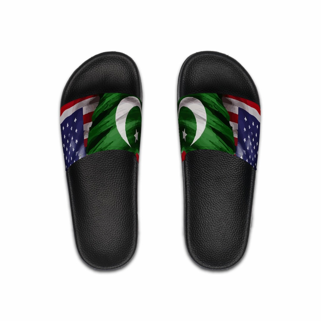 USA Pakistan Flag Design Men's Slides Summer Sandals, Comfortable ...