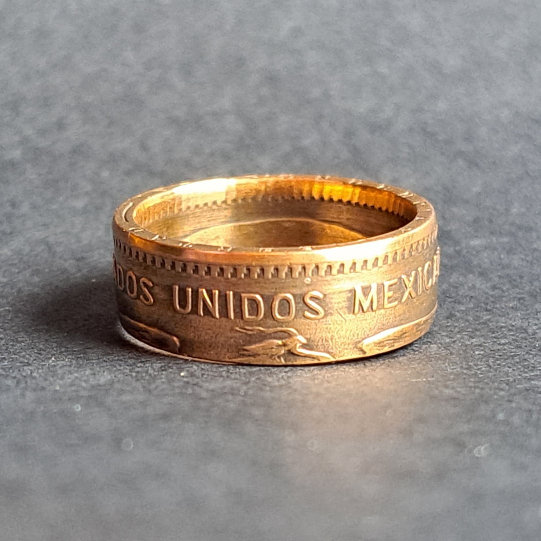 22k Gold Mexican Diez Pesos Coin Ring: Vintage Eagle Wedding Band - Etsy