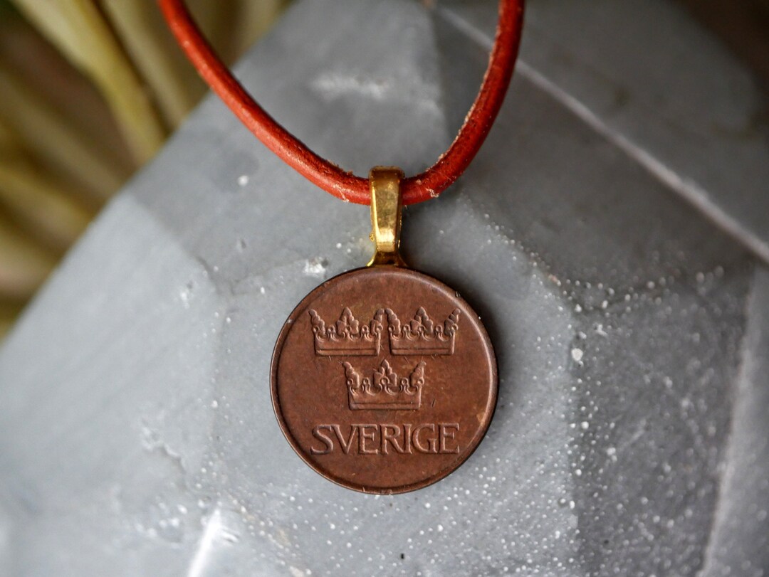 Swedish Crown Necklace, Foreign Coin Jewelry, Scandinavian Necklaces ...