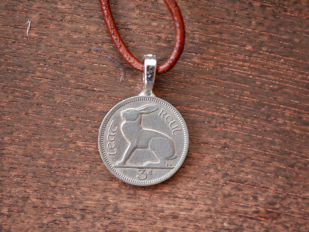 Irish Rabbit Necklace, Irish Coin Necklace, Rabbit Necklace, Bunny ...