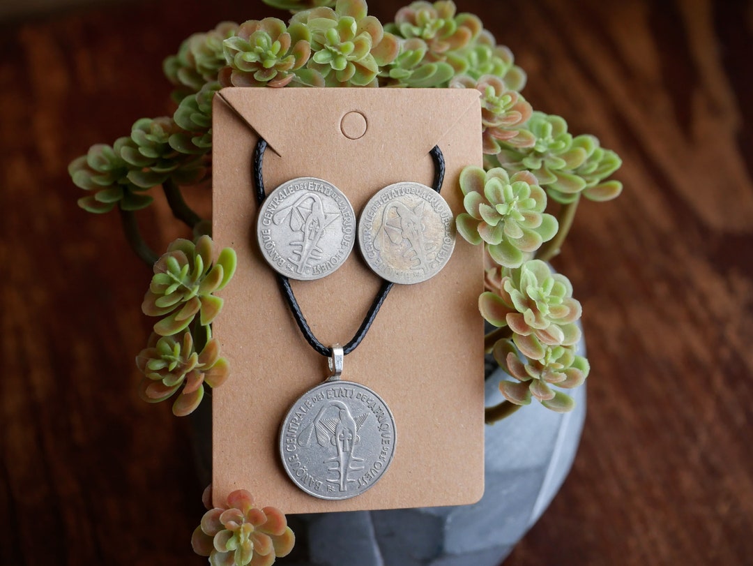 West African Coin Jewelry Set: Senegal Coin Necklace & Earrings - Etsy