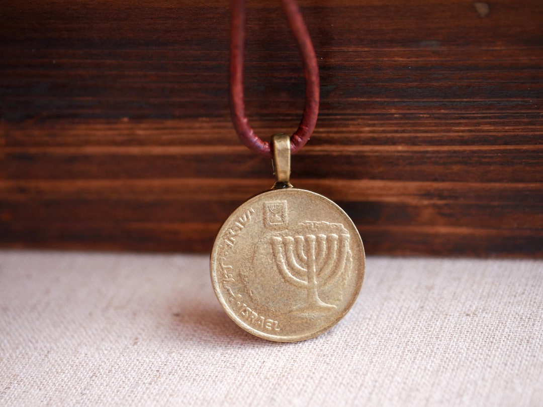Israel Menorah Necklace, Israeli Pendant, Jewish Jewelry, Menorah ...