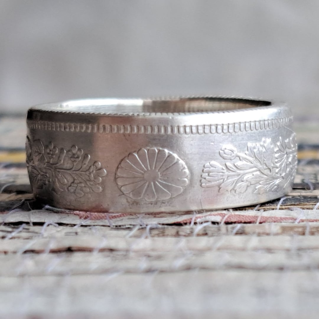 Japan SILVER Ring Made With Genuine Japanese Foreign Coin, Jewelry ...