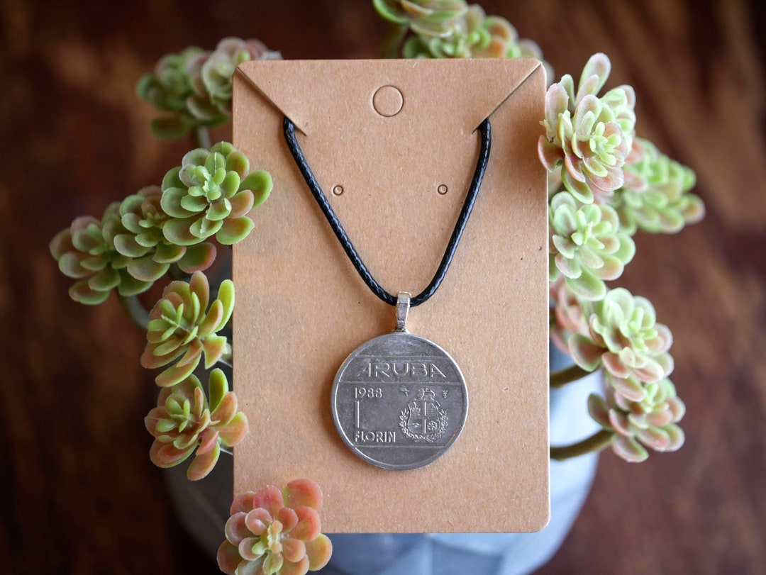 Aruba Coin Necklace: 20" Black Cord, Nautical Jewelry - Etsy