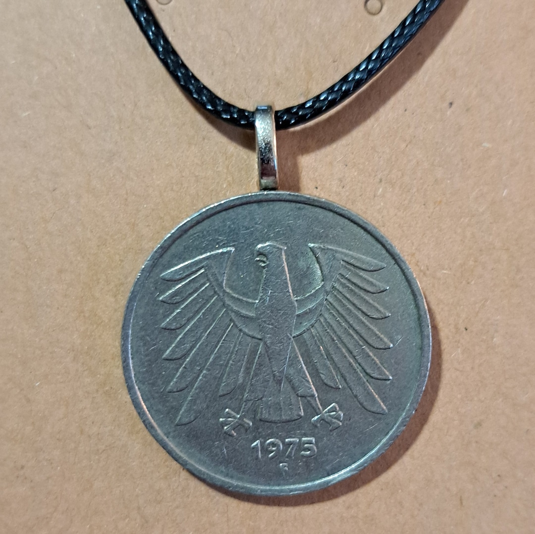 German Eagle Coin Necklace: Genuine Coin Pendant, 18" Leather Cord - Etsy