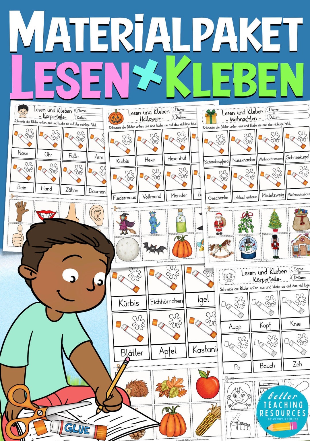 Reading and Gluing Worksheets XXL SAVINGS PACKAGE German and DAZ ...