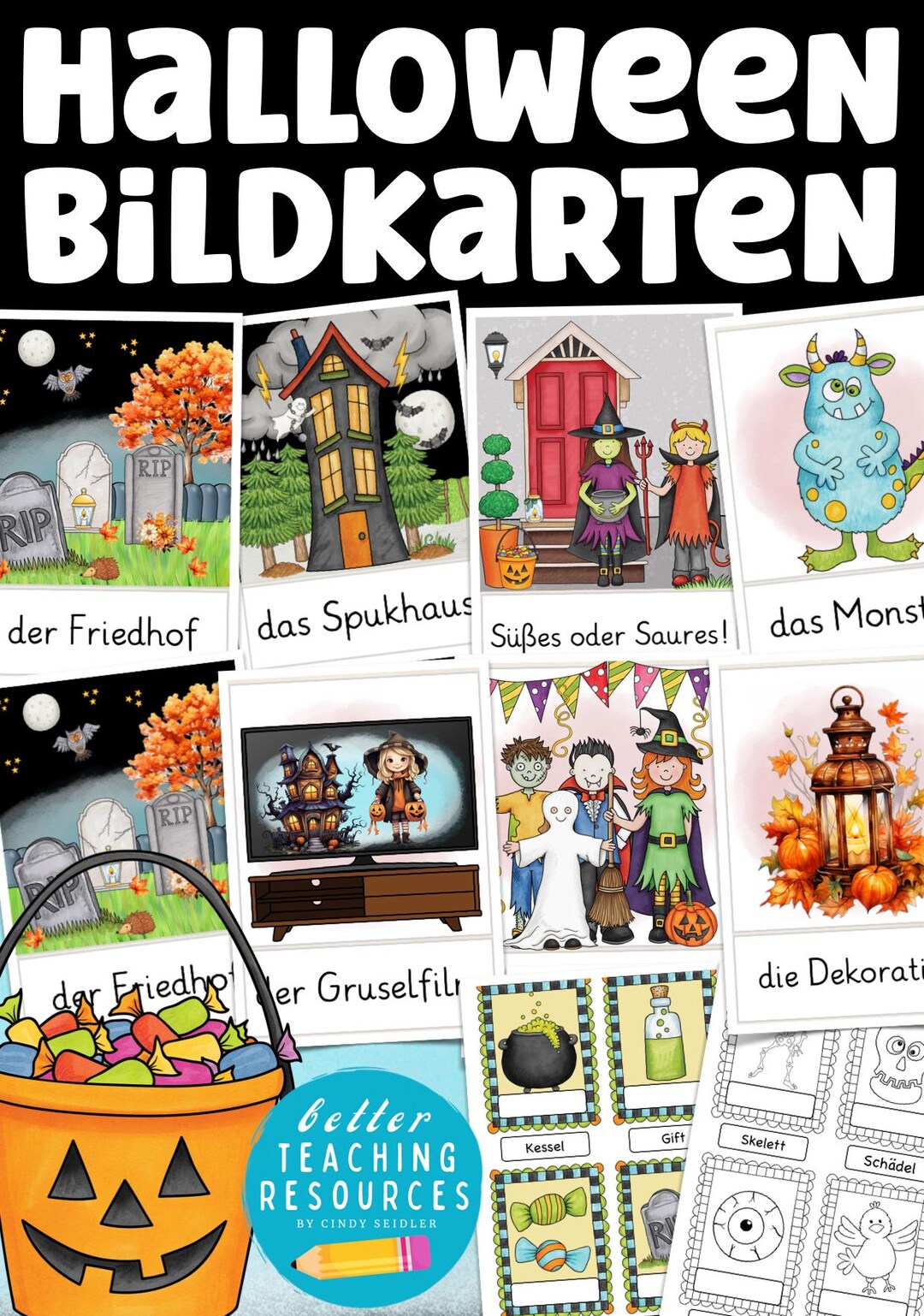 Halloween Picture Cards for Children in Primary School to Promote ...