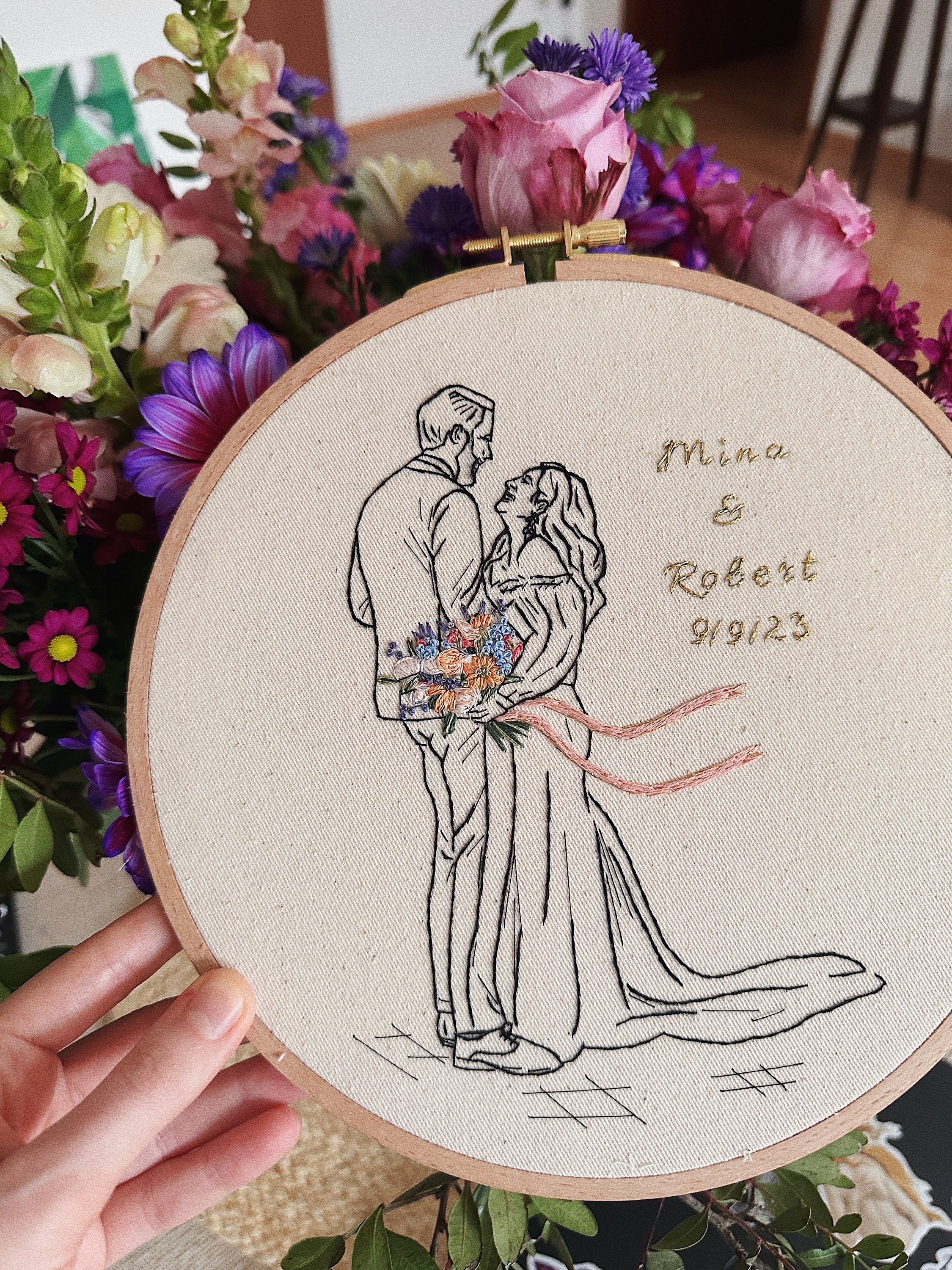 Custom Line Embroidery People Portrait From Photo Hoop Art ...