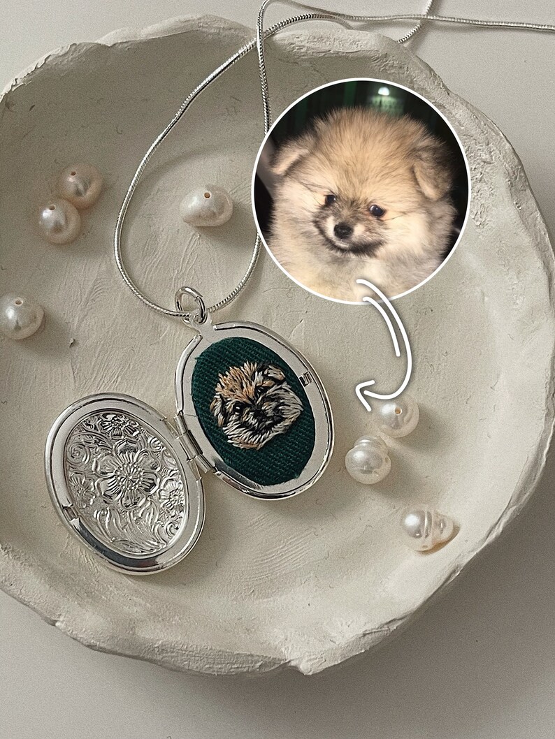 Custom Pet Portrait Personalized Dog Portrait Photo Necklace - Etsy