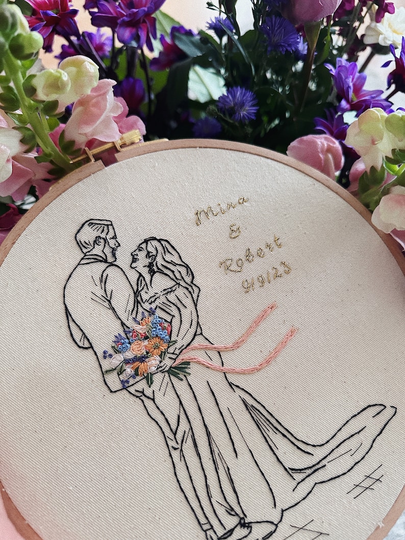 Custom Line Embroidery People Portrait From Photo Hoop Art ...