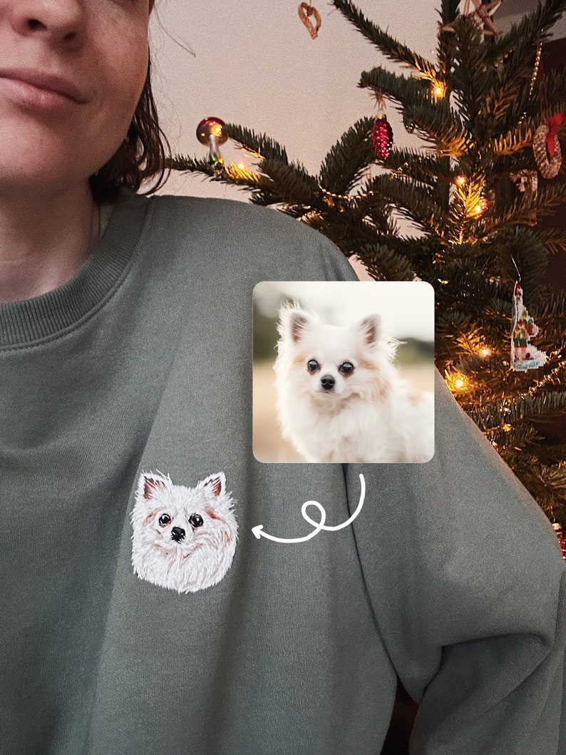 Custom Sweatshirt With Pets Face| Personalized Embroidery Dog and Cat ...