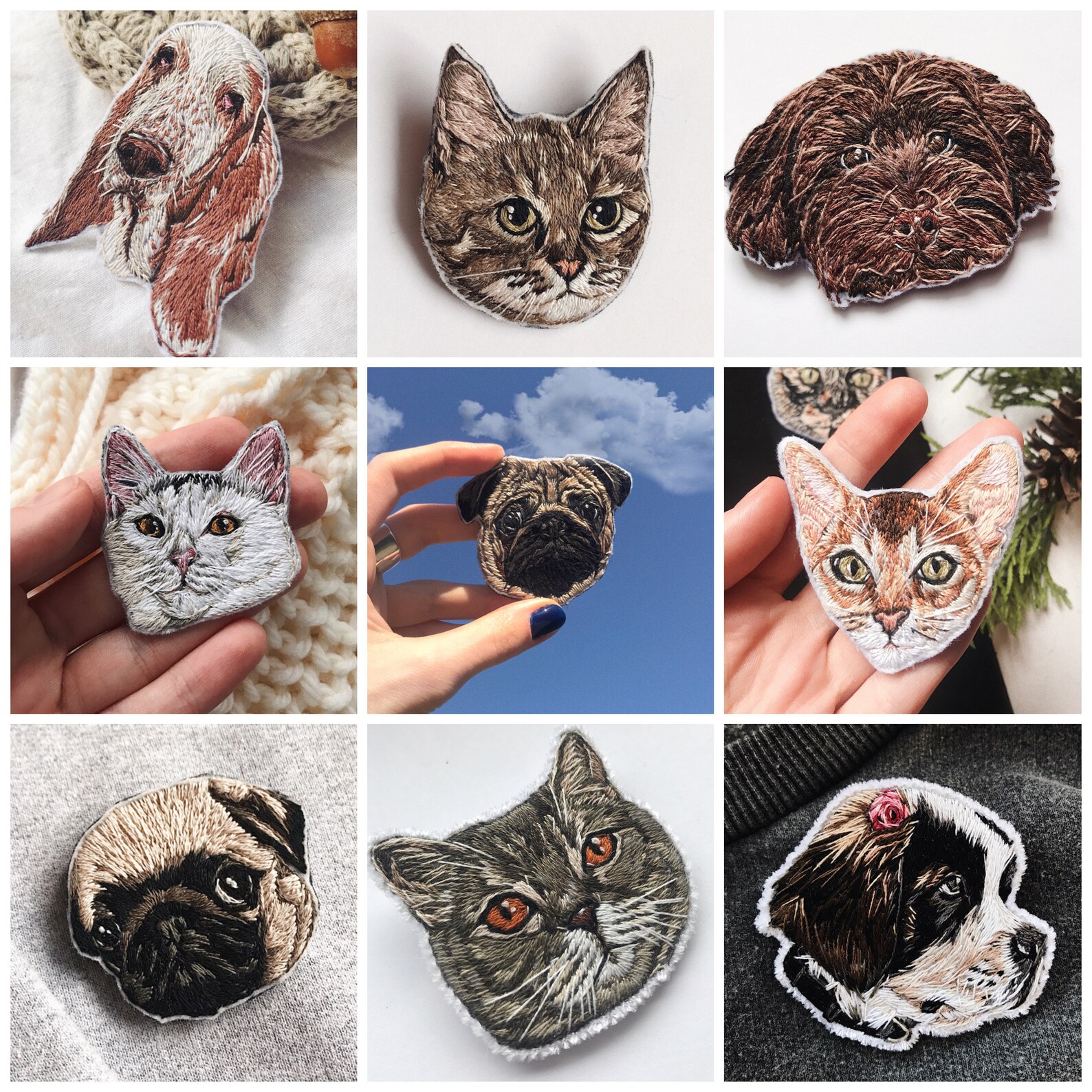 Custom Pet Portrait| Personalized Embroidery Cat and Dog From Photo ...