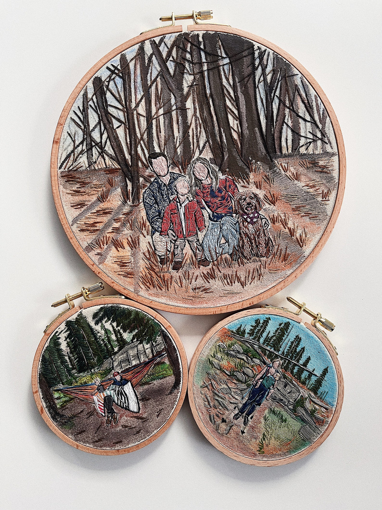 Custom Embroidery Portrait Hoop | Personalized Family Cross Stitch Gift ...