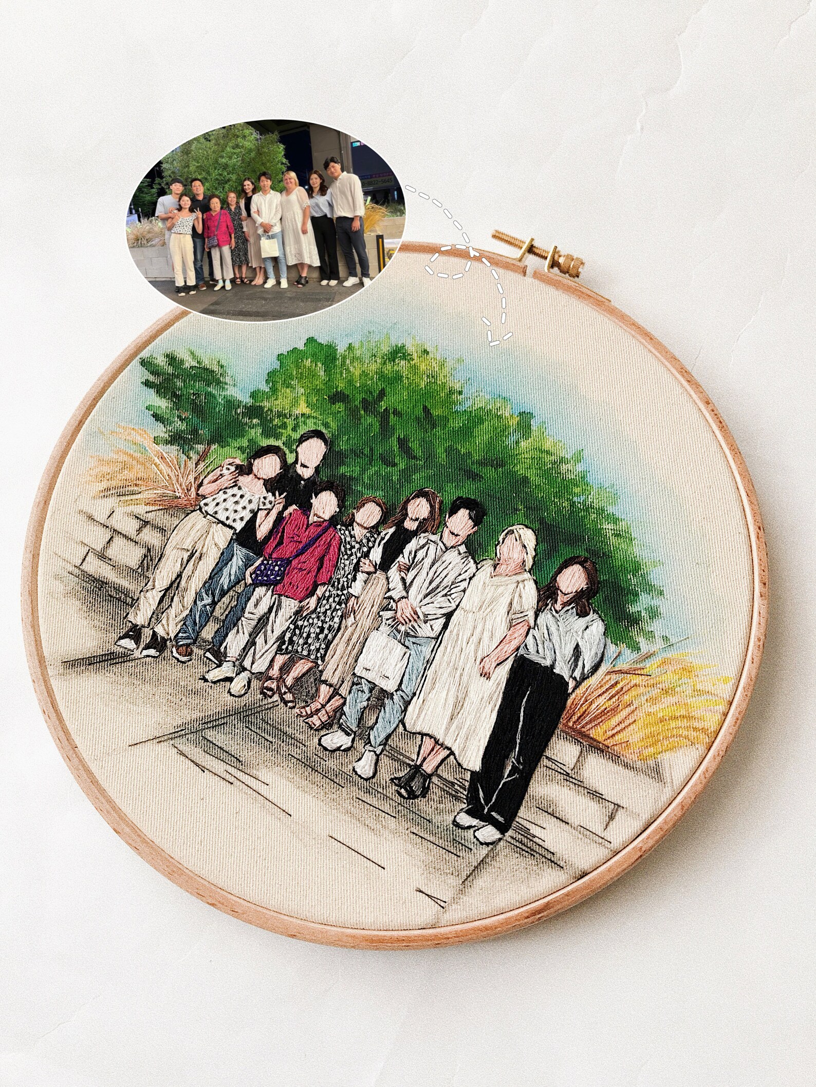 Custom Embroidery Family Portrait Hoop Art| House Embroidery Hoop ...