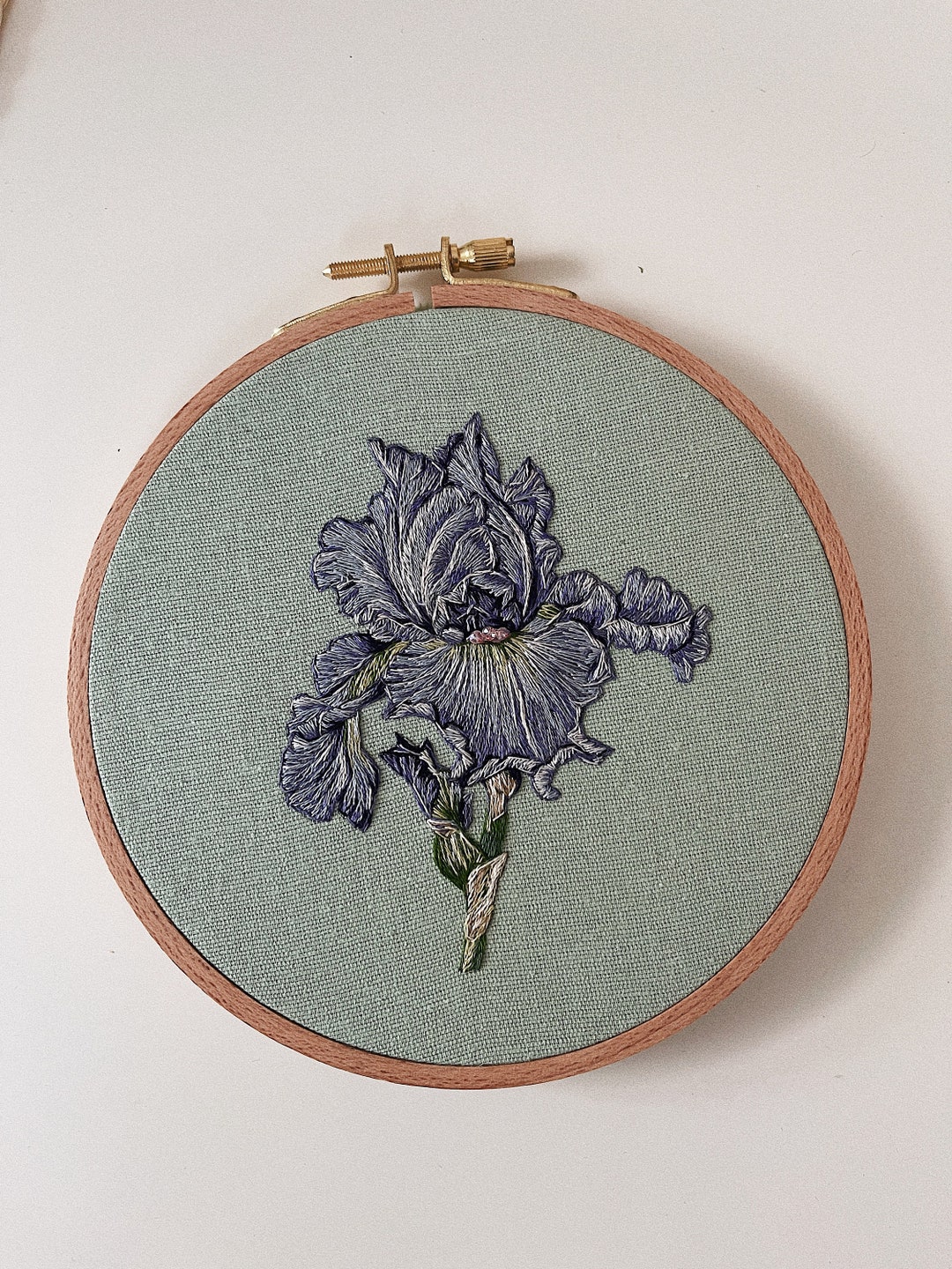 Iris Embroidery Hoop Home Decor| Flower Wall Decor| Iris Violet Cross ...