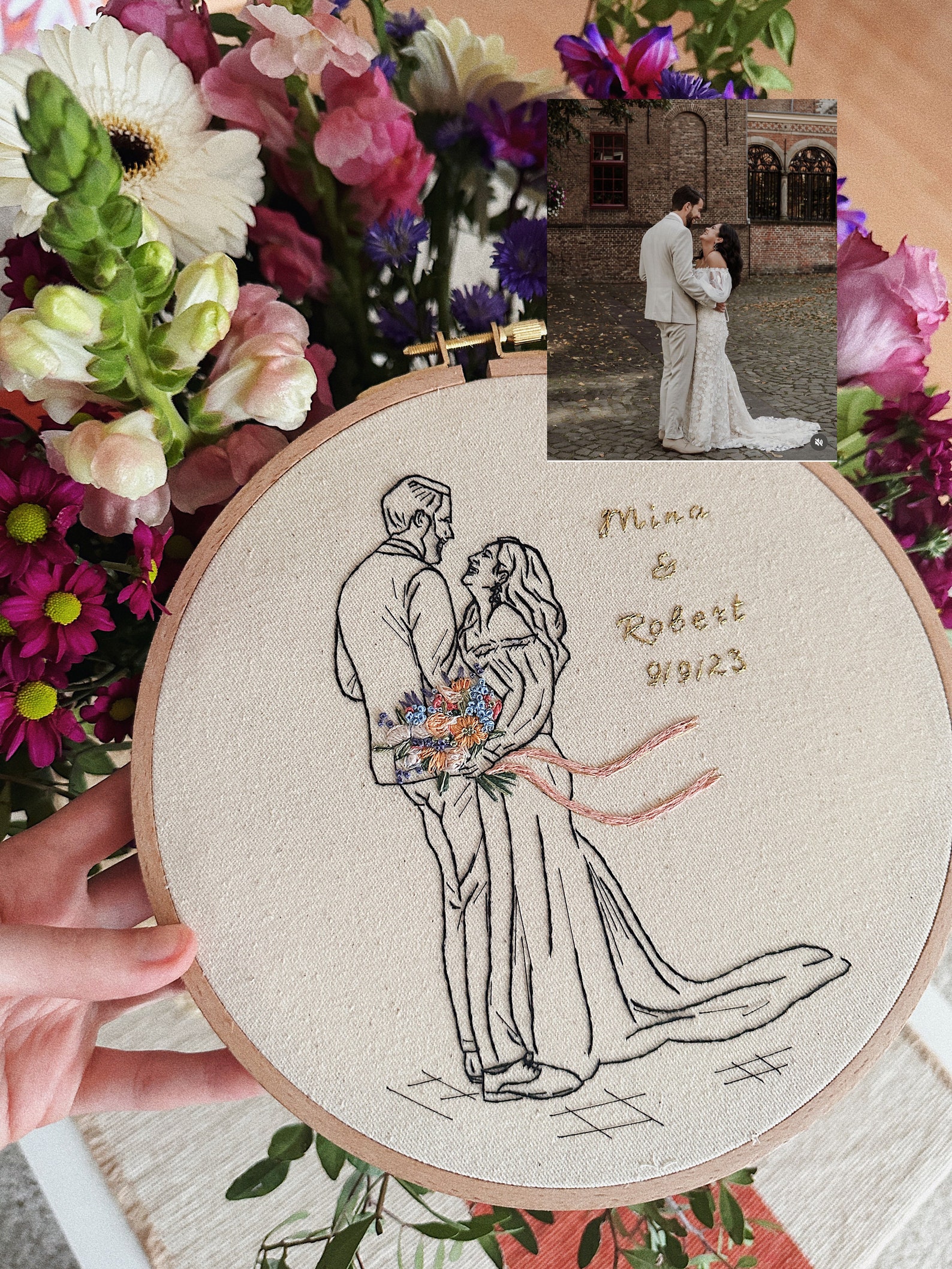 Custom Line Embroidery People Portrait From Photo Hoop Art ...