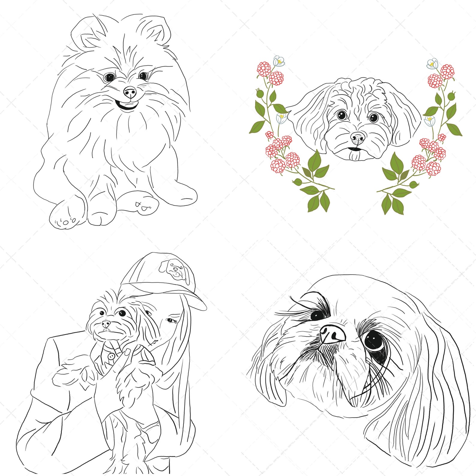 Custom Line Pet Portrait| Personalized Embroidery Dog Cat Face From ...