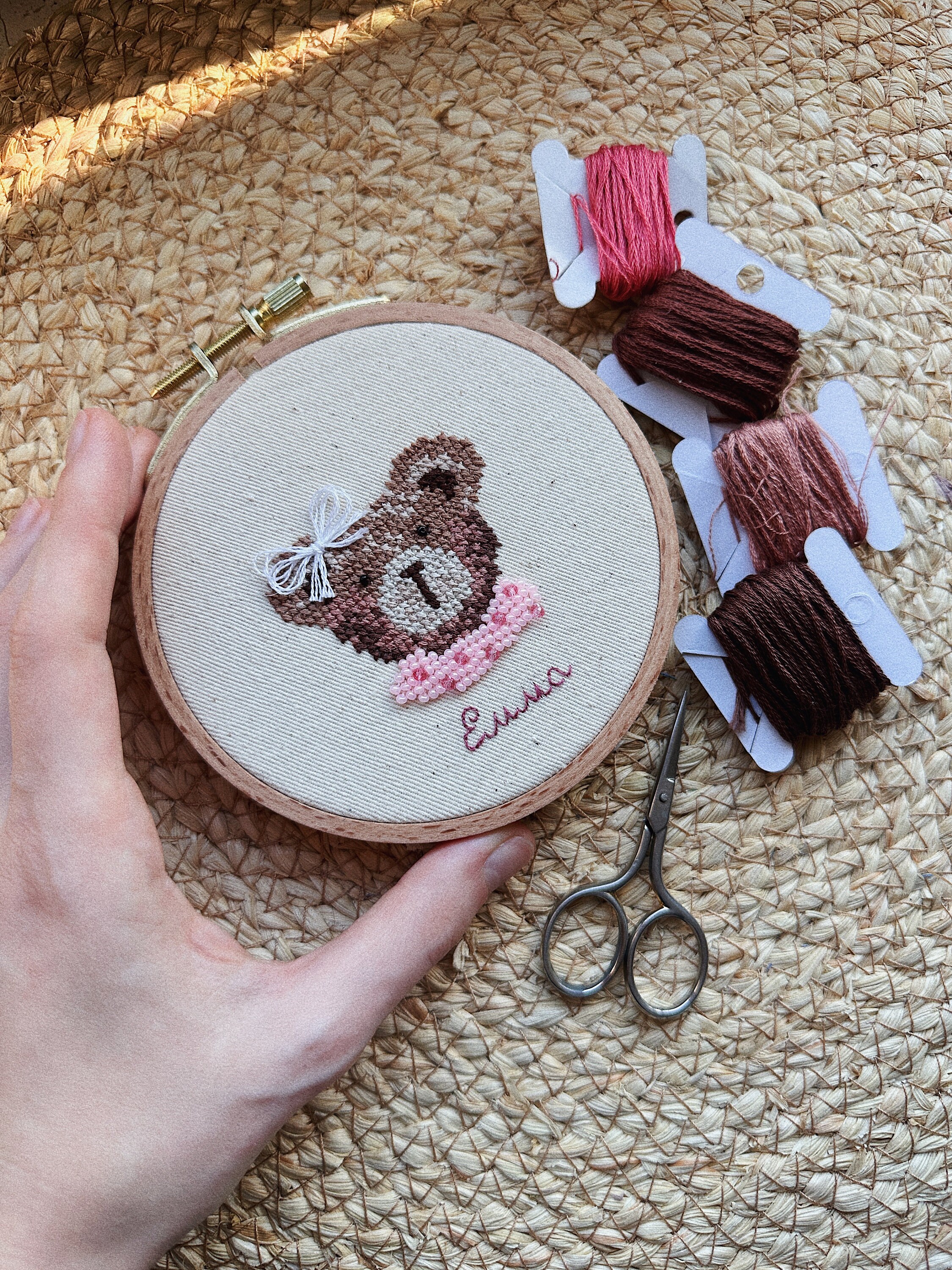 Baby Teddy Name Embroidery Hoop Personalized Girls and Boy Kids Decor ...